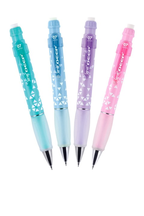 Serve Deep Üçgen Baskılı Versatil Kalem 0.7mm - 4'lü Set